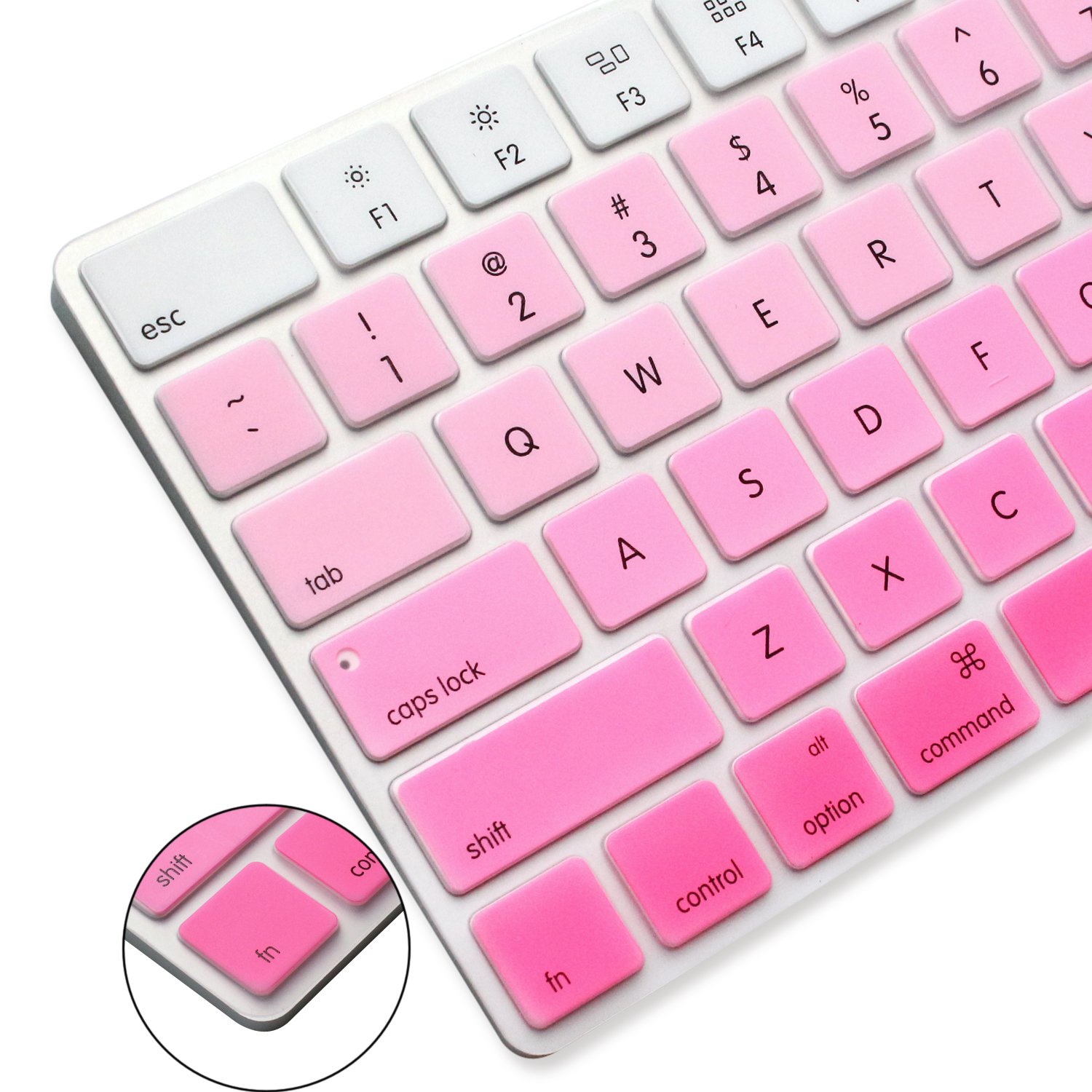 ProElife Ultra Thin Silicone Keyboard Protector Cover Skin for Apple Magic Keyboard & Magic Keyboard 2 (U.S Version, Model: MLA22L/A-A1644, Without Numeric Keypad) (Ombre Pink)