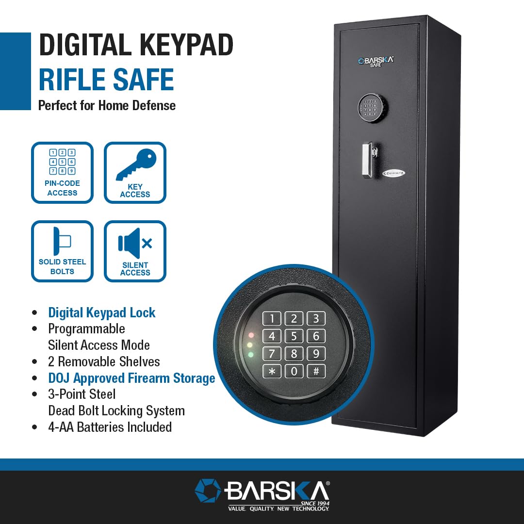 BARSKA AX13100 4.33 Cubic Foot Keypad Rifle Safe, One Size, Black