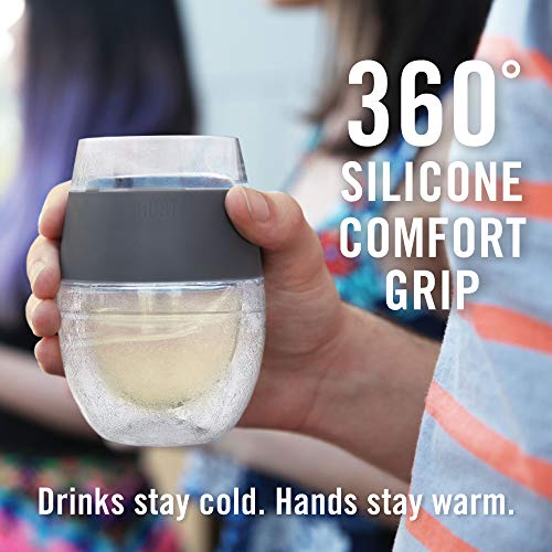 HOST Wine Freeze Cooling Cup, Plastic Double Wall Insulated Freezable Drink Chilling Tumbler with Freezing Gel | Wine Glasses for Red and White Wine, Set of 1, 8.5 oz, Coral