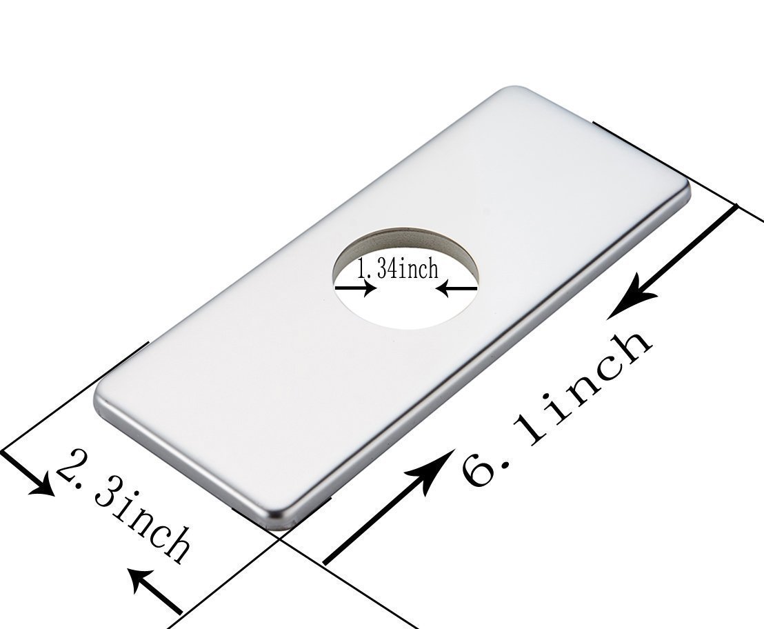 Greenspring 6 Inch Chrome Sink Hole Cover, 4" Hole Cover Deck Plate, Bathroom Faucet Deck Plate, Stainless Steel Square Escutcheon for Bathroom or Kitchen Single Hole Vanity Sink Faucet