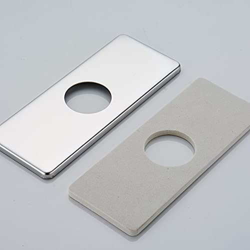 Greenspring 6 Inch Chrome Sink Hole Cover, 4" Hole Cover Deck Plate, Bathroom Faucet Deck Plate, Stainless Steel Square Escutcheon for Bathroom or Kitchen Single Hole Vanity Sink Faucet