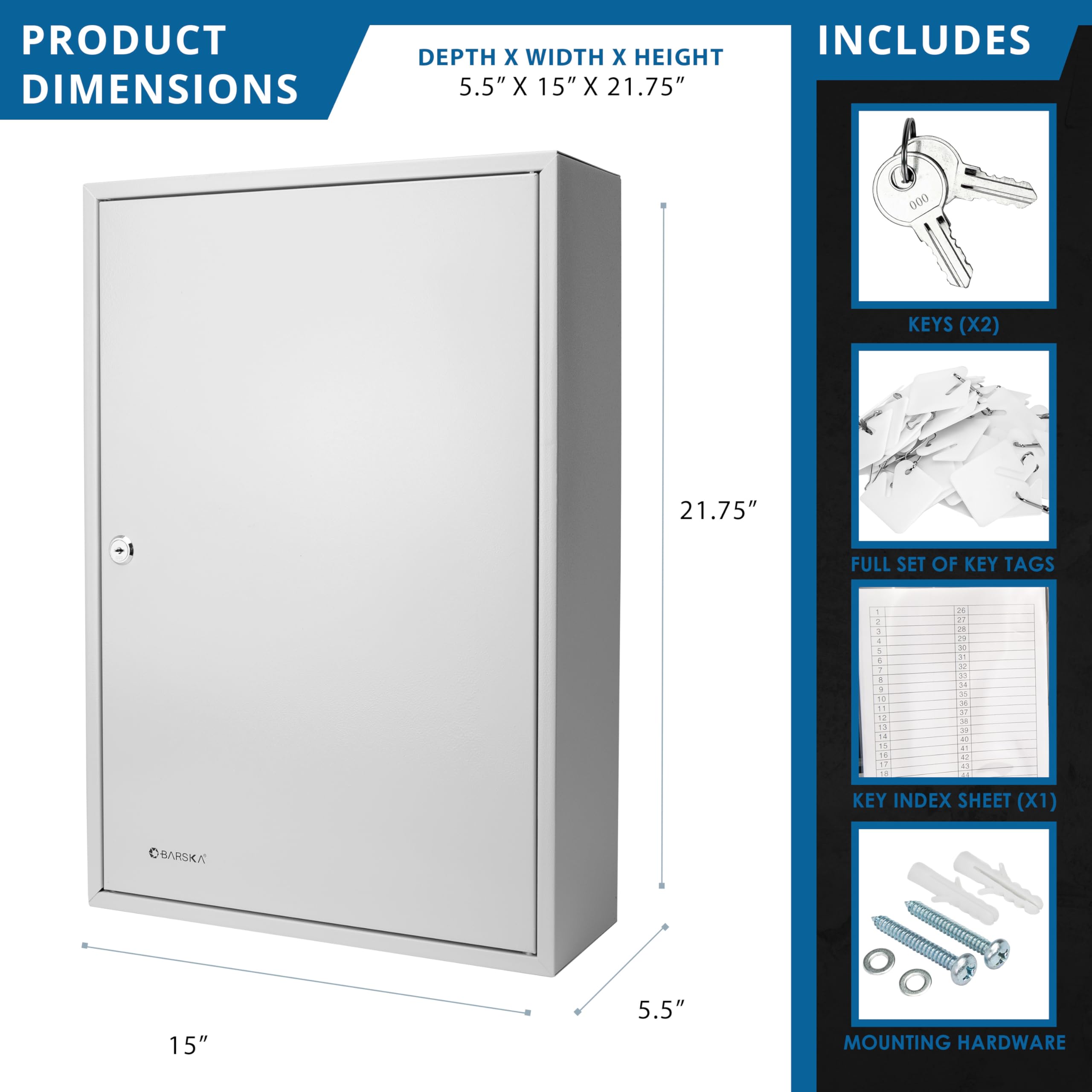 BARSKA Large Key Cabinet with Key Lock (240 Position Key Cabinet)