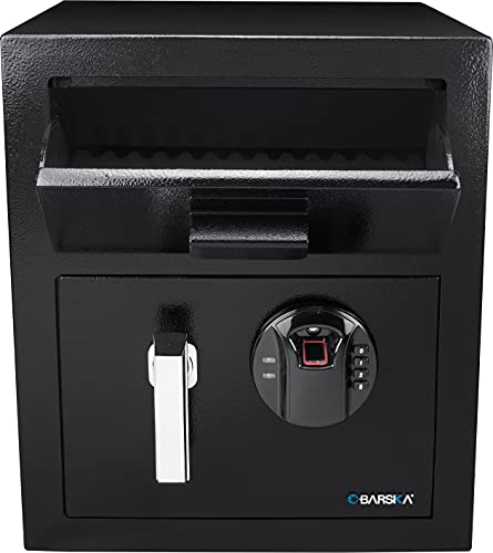 BARSKA AX13108 Biometric Keypad Digital Multi-User Security Business Depository Drop Safe with Front Load Drop Box for Money, Cash, and Mail