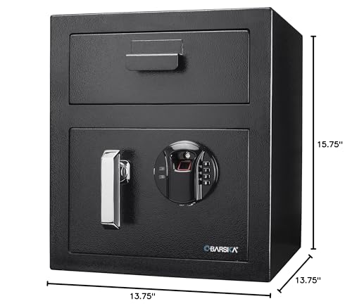BARSKA AX13108 Biometric Keypad Digital Multi-User Security Business Depository Drop Safe with Front Load Drop Box for Money, Cash, and Mail