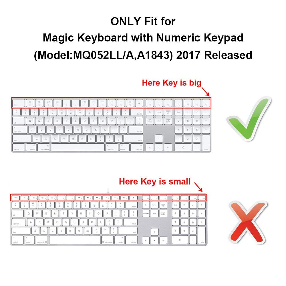 HRH Ombre Pink Silicone Keyboard Cover Keypad Skin for Magic Keyboard with Numeric Keypad A1843 MQ052LL/A Released in 2017 (US Layout)