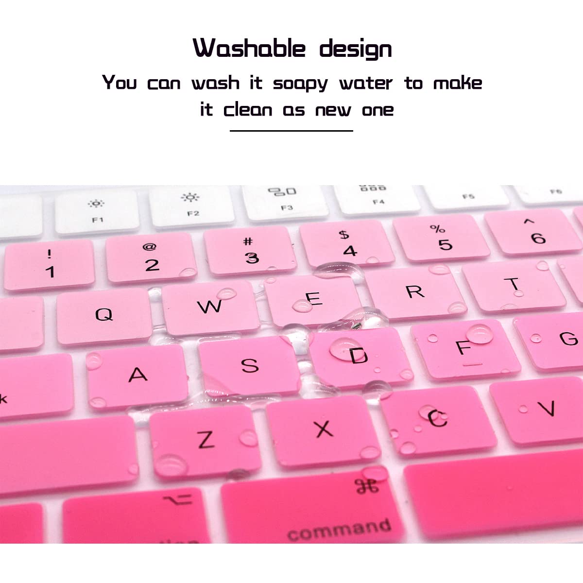 HRH Ombre Pink Silicone Keyboard Cover Keypad Skin for Magic Keyboard with Numeric Keypad A1843 MQ052LL/A Released in 2017 (US Layout)