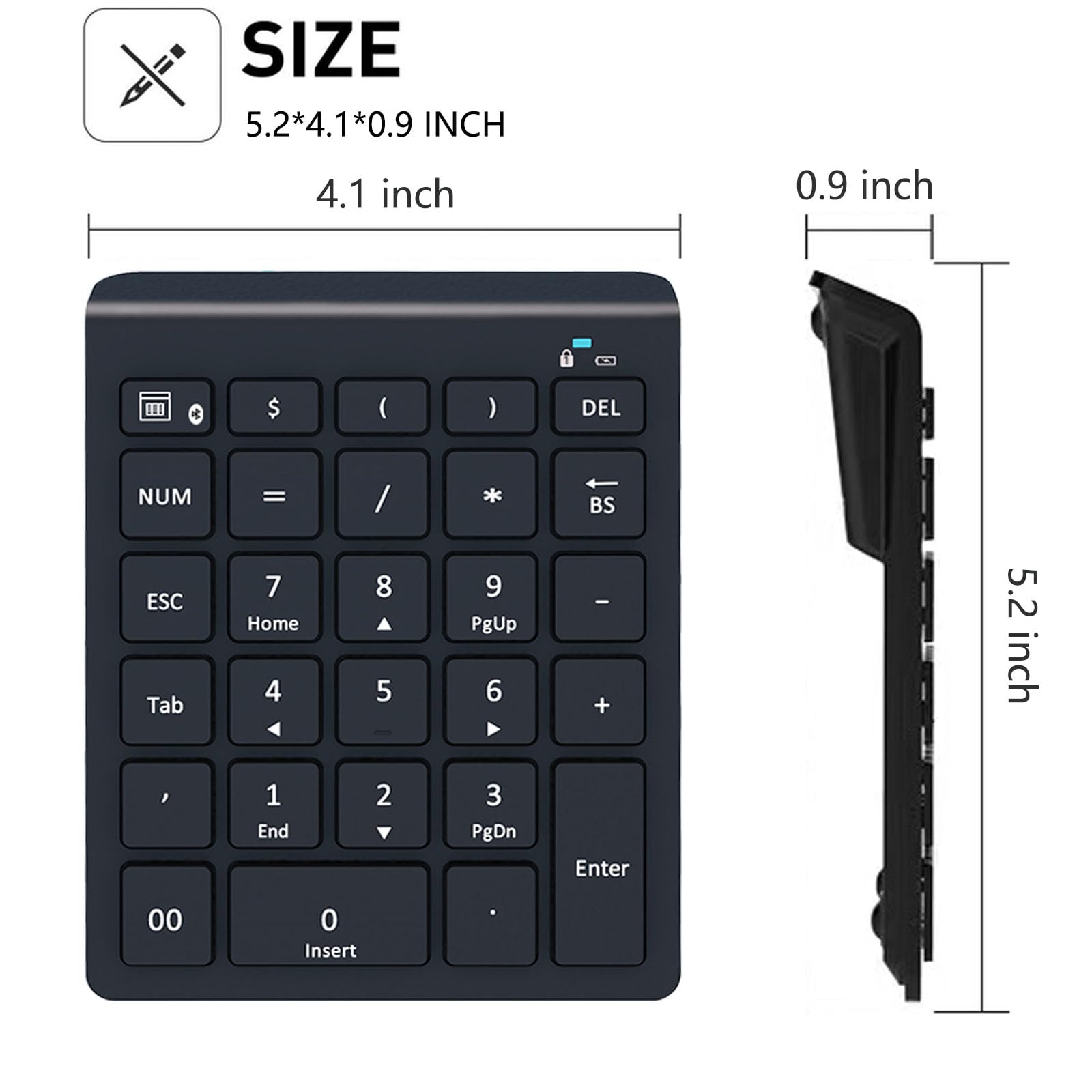 Bluetooth Number Pad for Laptop, Wireless Numeric keypad, 28 Keys Numpad Number Keypad Bluetooth 10 Keys Number Pad for Laptop, MacBook Air/Pro, iMac, Surface Pro, etc