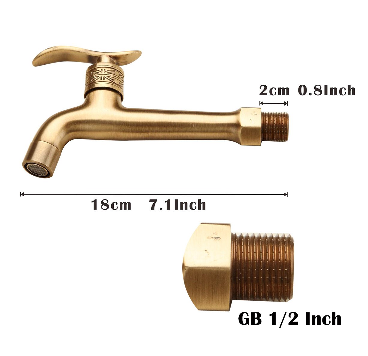TOLIWEL Antique Brass Outdoor Garden Faucet Bathroom Wall Mount Decorative Water Hose Single Cold Tap G 1/2 inch Connection Spigot