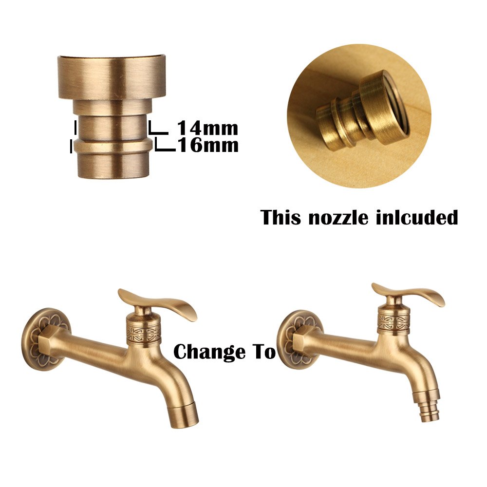 TOLIWEL Antique Brass Outdoor Garden Faucet Bathroom Wall Mount Decorative Water Hose Single Cold Tap G 1/2 inch Connection Spigot
