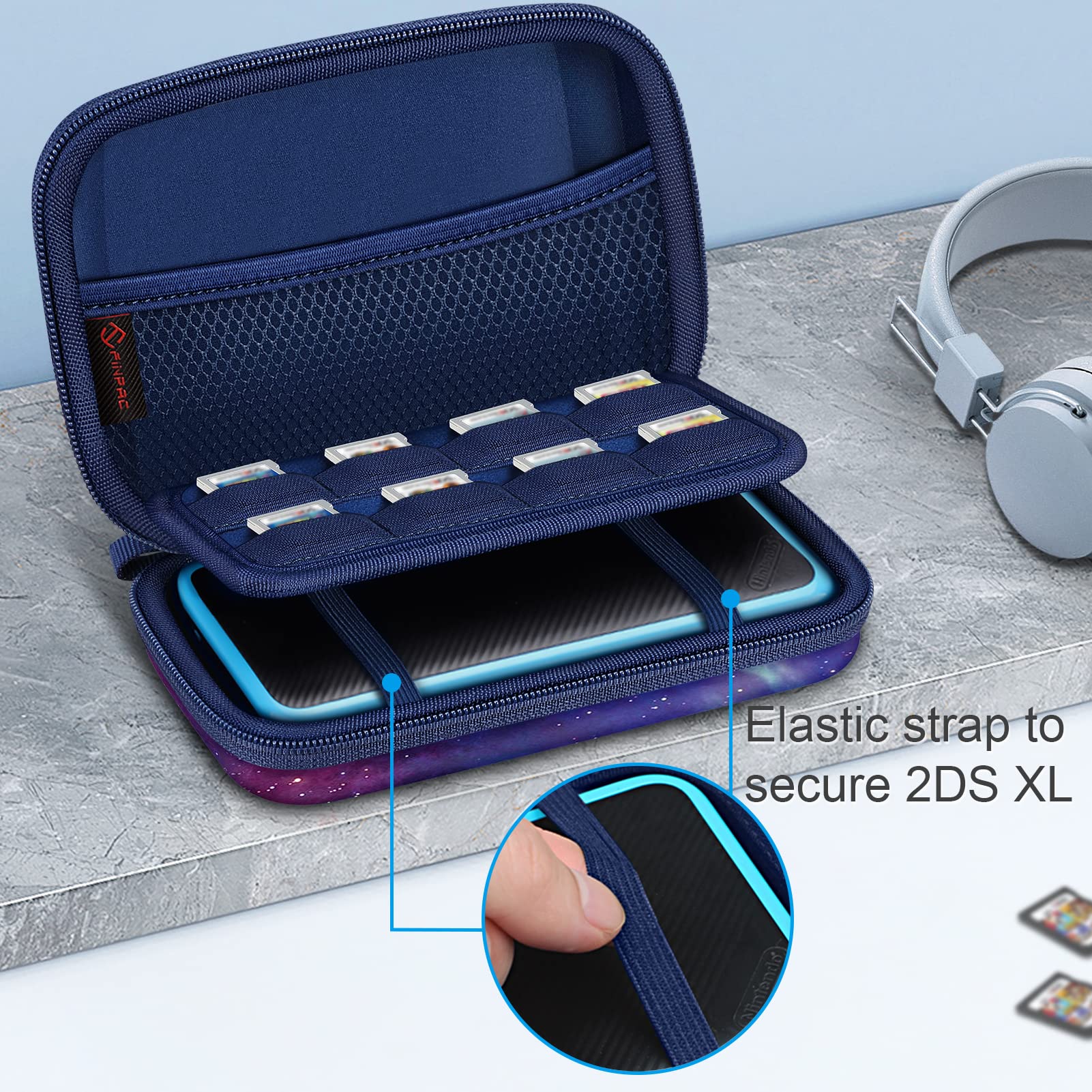 Fintie Carrying Case for Nintendo New 3DS XL LL / 2DS XL, Protective Hard Shell Portable Travel Cover Pouch with Game Card Slots & Inner Pocket, Galaxy