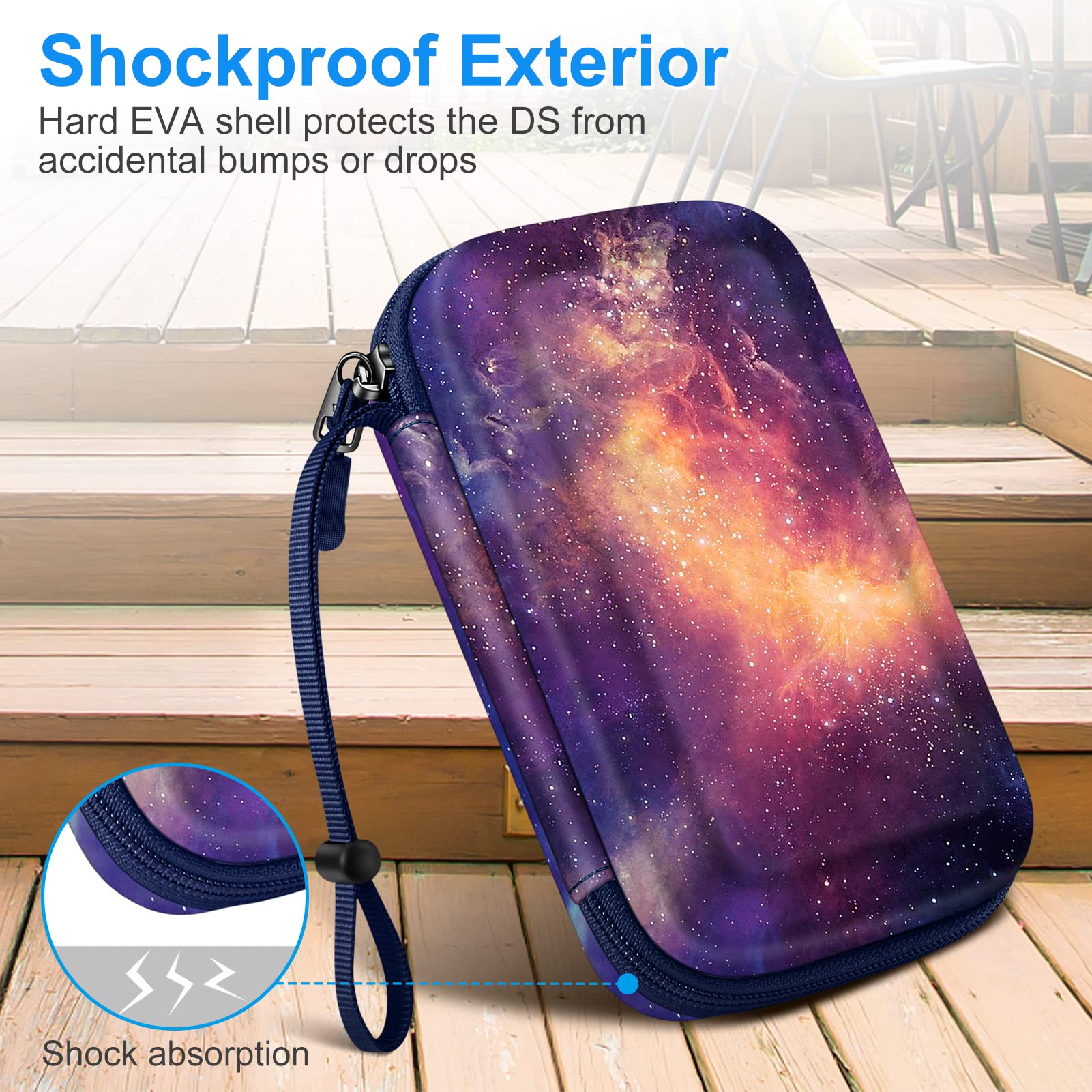 Fintie Carrying Case for Nintendo New 3DS XL LL / 2DS XL, Protective Hard Shell Portable Travel Cover Pouch with Game Card Slots & Inner Pocket, Galaxy