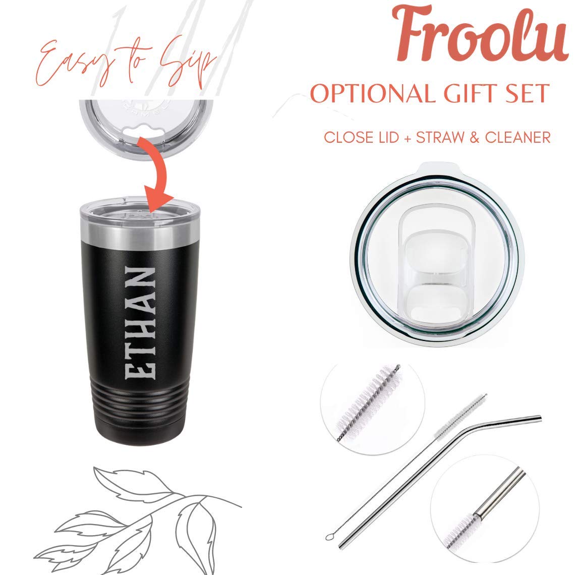Froolu Personalized Tumblers Customized with Names - Travel Mug Gifts for Mom - Cute Mama Bear, Deer, Dragon Designs - Custom Coffee Cups Mother's Day, Christmas, Birthday Gift for Momma - Engraved
