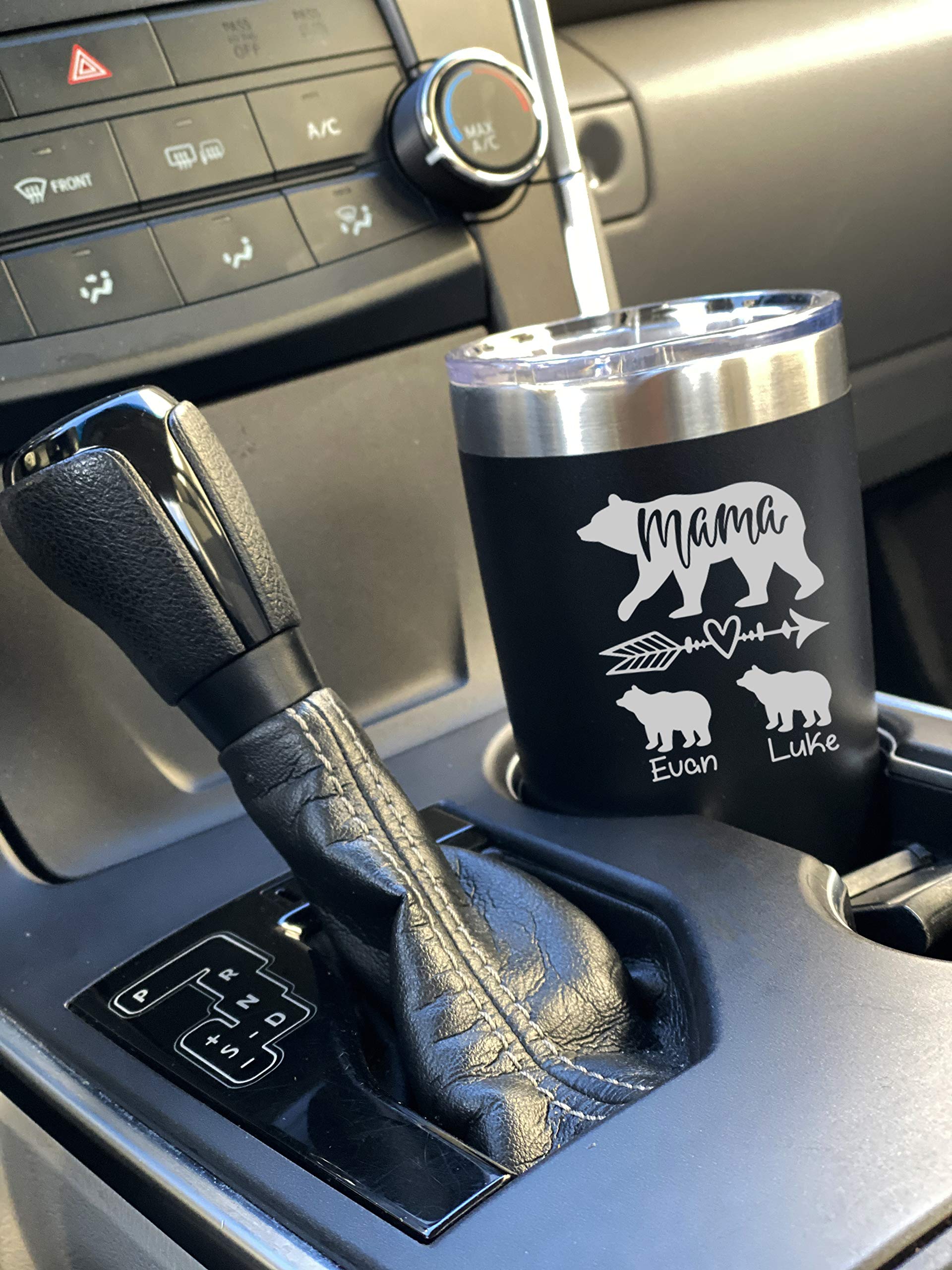 Froolu Personalized Tumblers Customized with Names - Travel Mug Gifts for Mom - Cute Mama Bear, Deer, Dragon Designs - Custom Coffee Cups Mother's Day, Christmas, Birthday Gift for Momma - Engraved