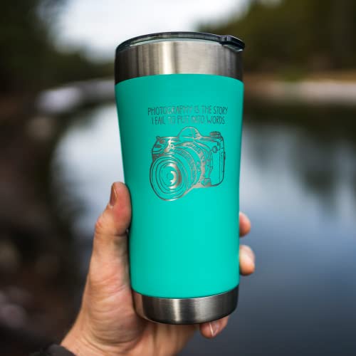 Tempercraft 20 oz Vacuum Insulated Tumbler w/Lid and Laser Engraved Customization Options - Stainless Steel, Double-Walled Travel Mug (Black)