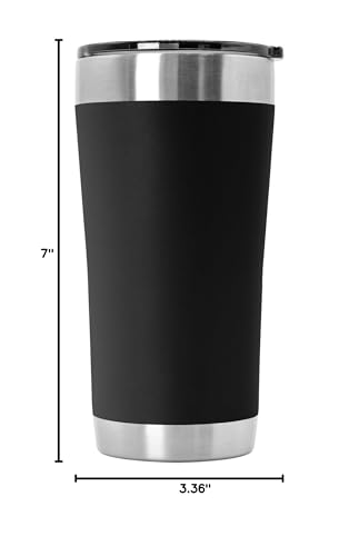 Tempercraft 20 oz Vacuum Insulated Tumbler w/Lid and Laser Engraved Customization Options - Stainless Steel, Double-Walled Travel Mug (Black)