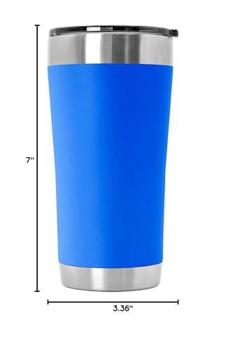 Tempercraft 20 oz Vacuum Insulated Tumbler w/Lid and Laser Engraved Customization Options - Stainless Steel, Double-Walled Travel Mug (Blue)
