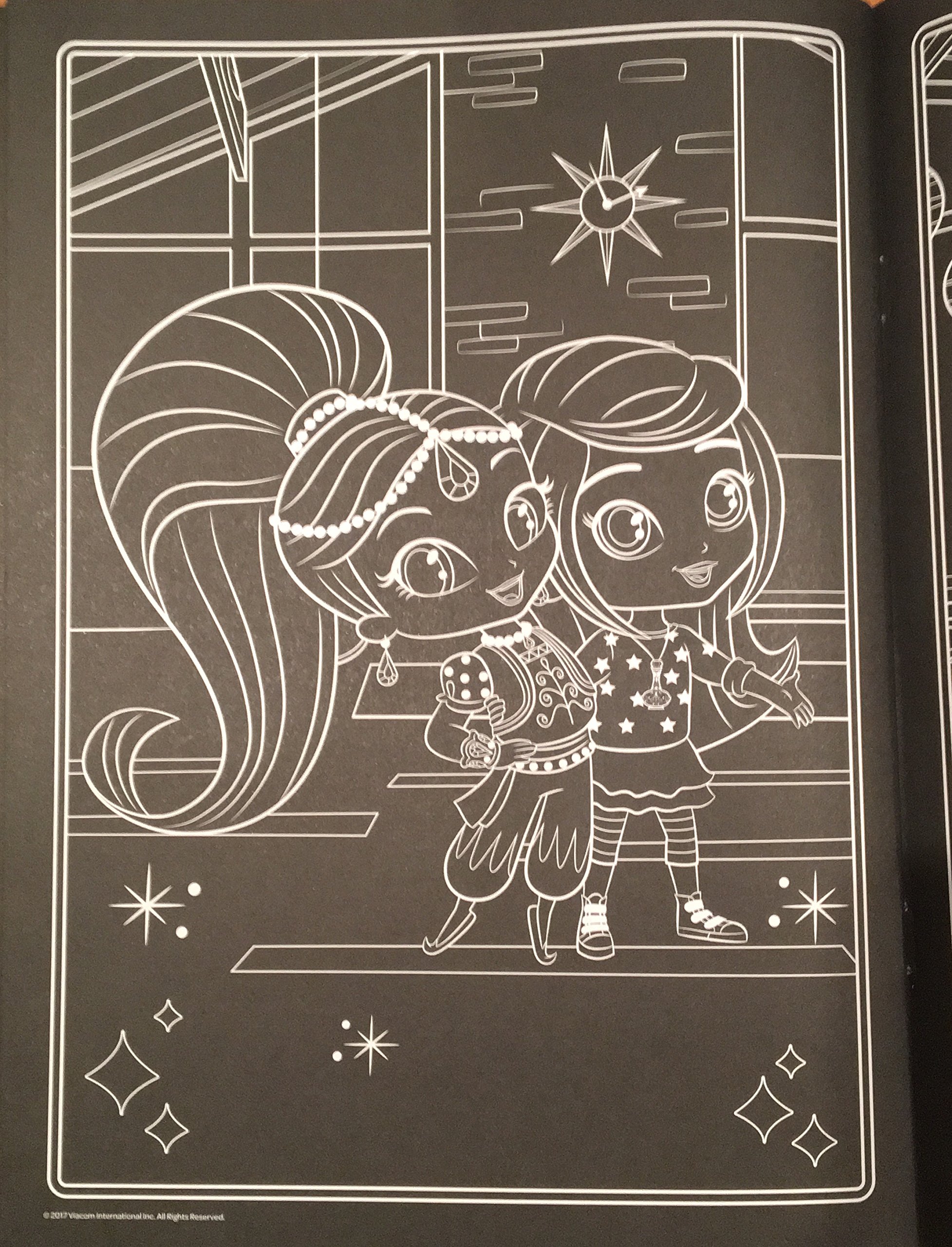 Nickelodeon Shimmer and Shine Bright Idea Book to Color - Includes 4 Milky Crayons (Black Pages to Color)
