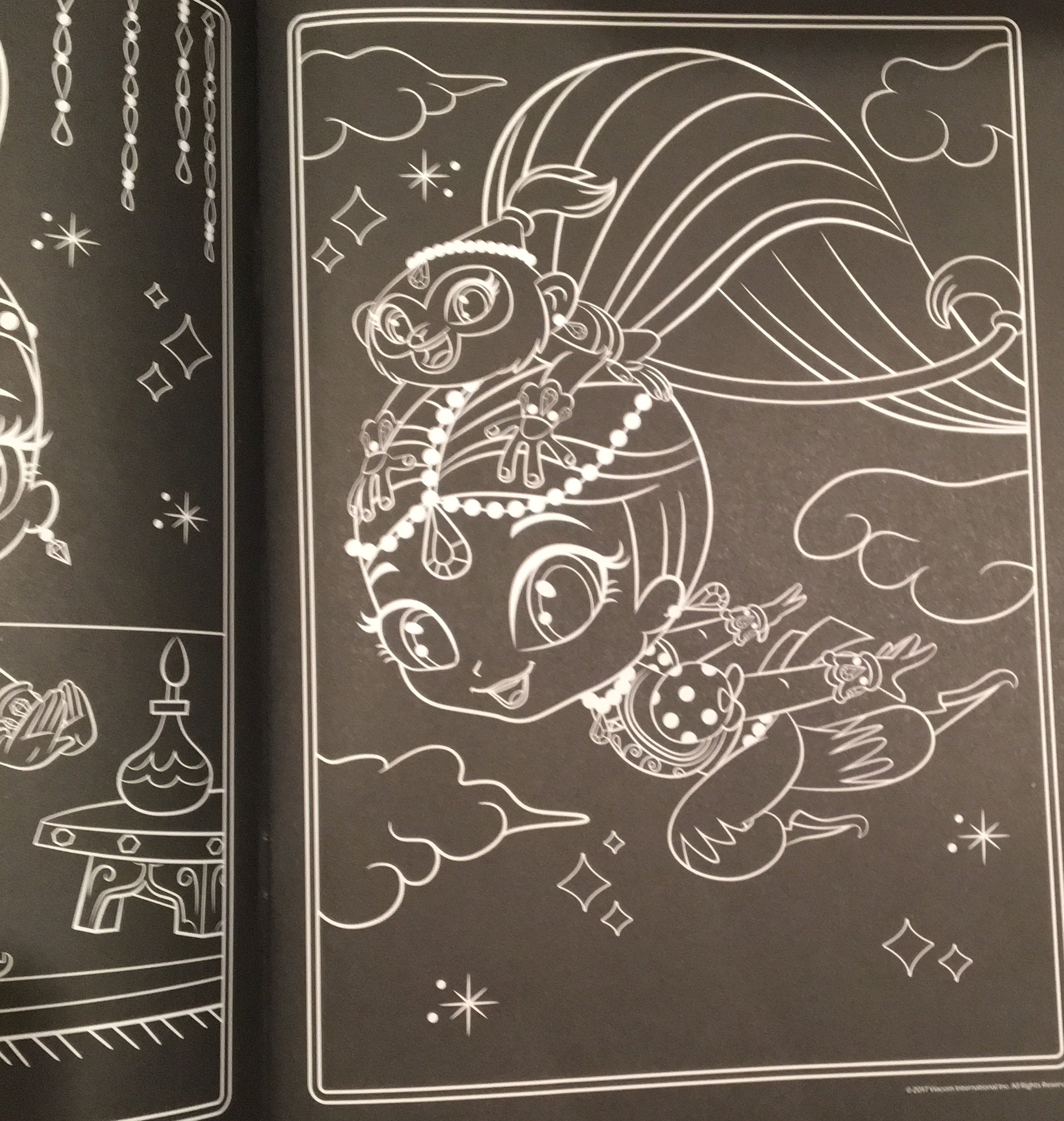 Nickelodeon Shimmer and Shine Bright Idea Book to Color - Includes 4 Milky Crayons (Black Pages to Color)