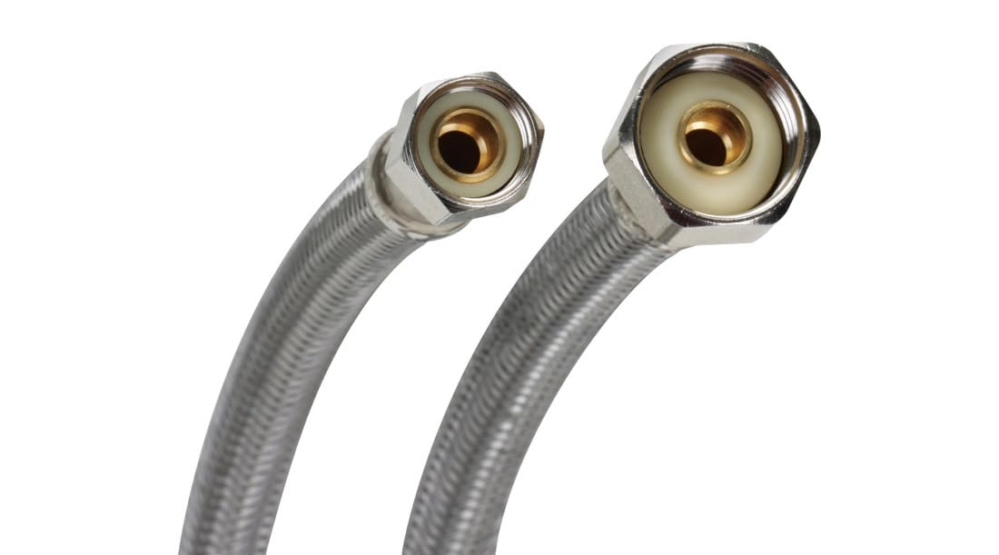 Fluidmaster B1F09 Faucet Connector, Braided Stainless Steel - 3/8 Female Compression Thread x 1/2 F.I.P. Thread, 9-Inch Length