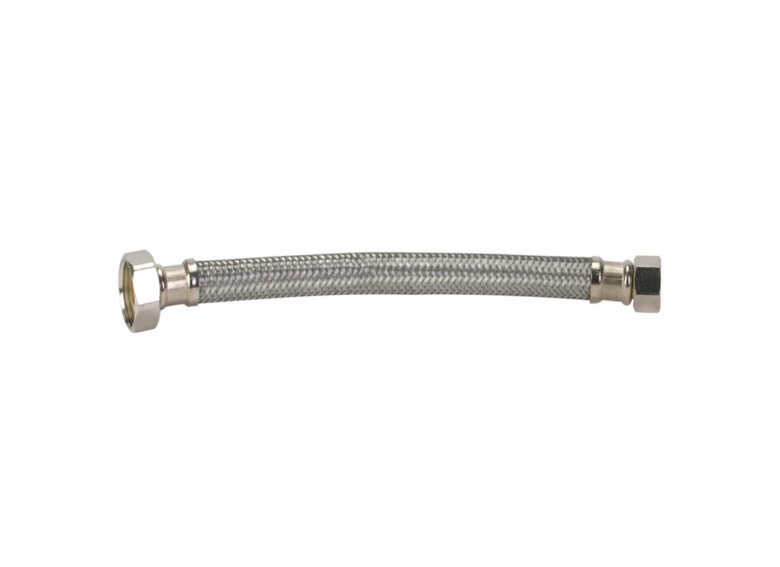 Fluidmaster B1F09 Faucet Connector, Braided Stainless Steel - 3/8 Female Compression Thread x 1/2 F.I.P. Thread, 9-Inch Length