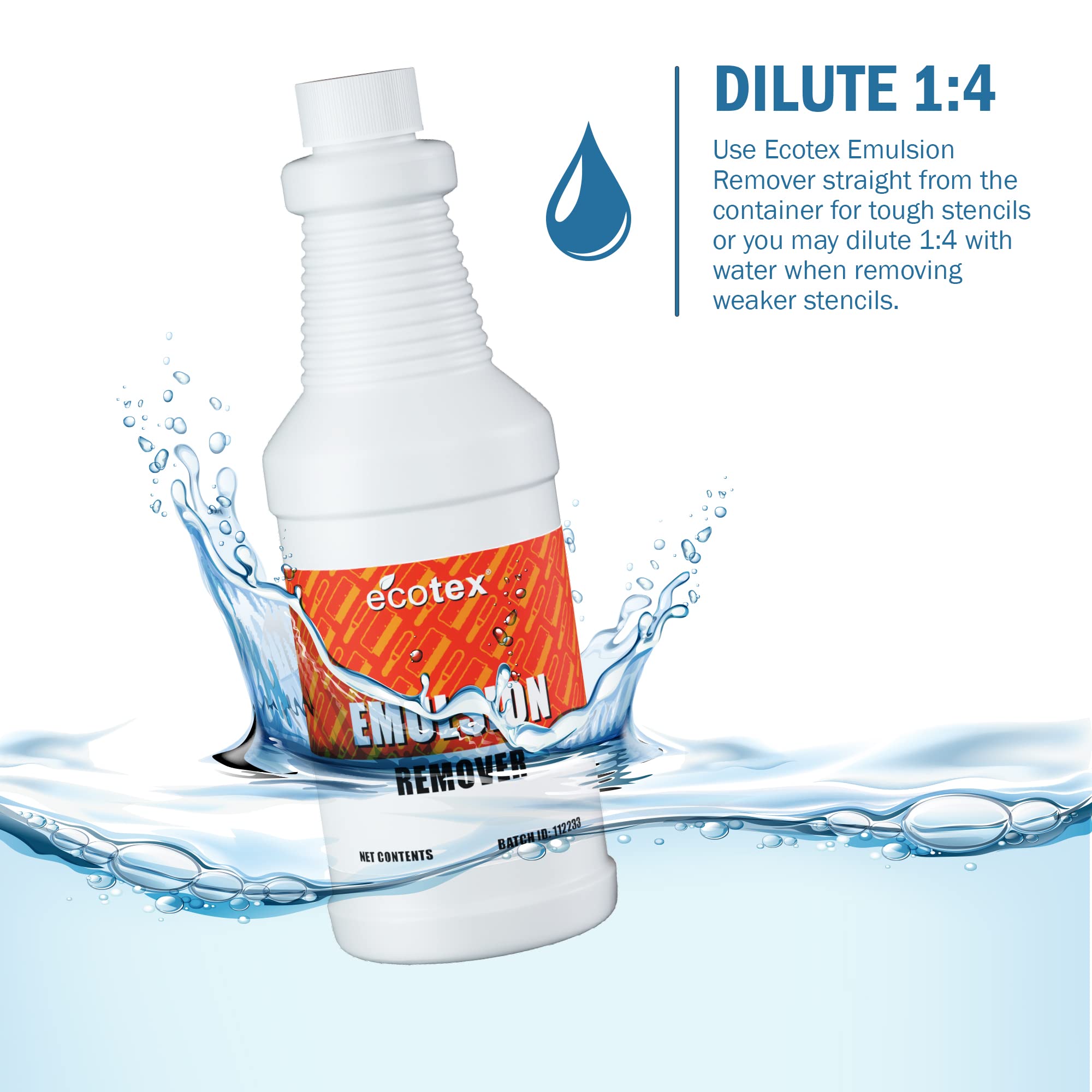 Ecotex® Screen Printing Emulsion Remover (Pint - 16oz.) - Photo Emulsion Cleaner on Screen Printing Screens - Silk Screen Photopolymer Emulsion Stencil Remover - Easy to Use Screen Printing Supplies
