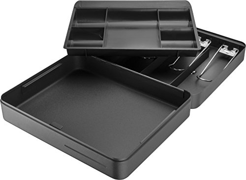 BARSKA CB13052 Key Lock Standard Fold Out Cash Box with 5 Section Tray, 9.5" x 12" x 3.5", Black