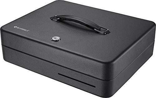 BARSKA CB13052 Key Lock Standard Fold Out Cash Box with 5 Section Tray, 9.5" x 12" x 3.5", Black