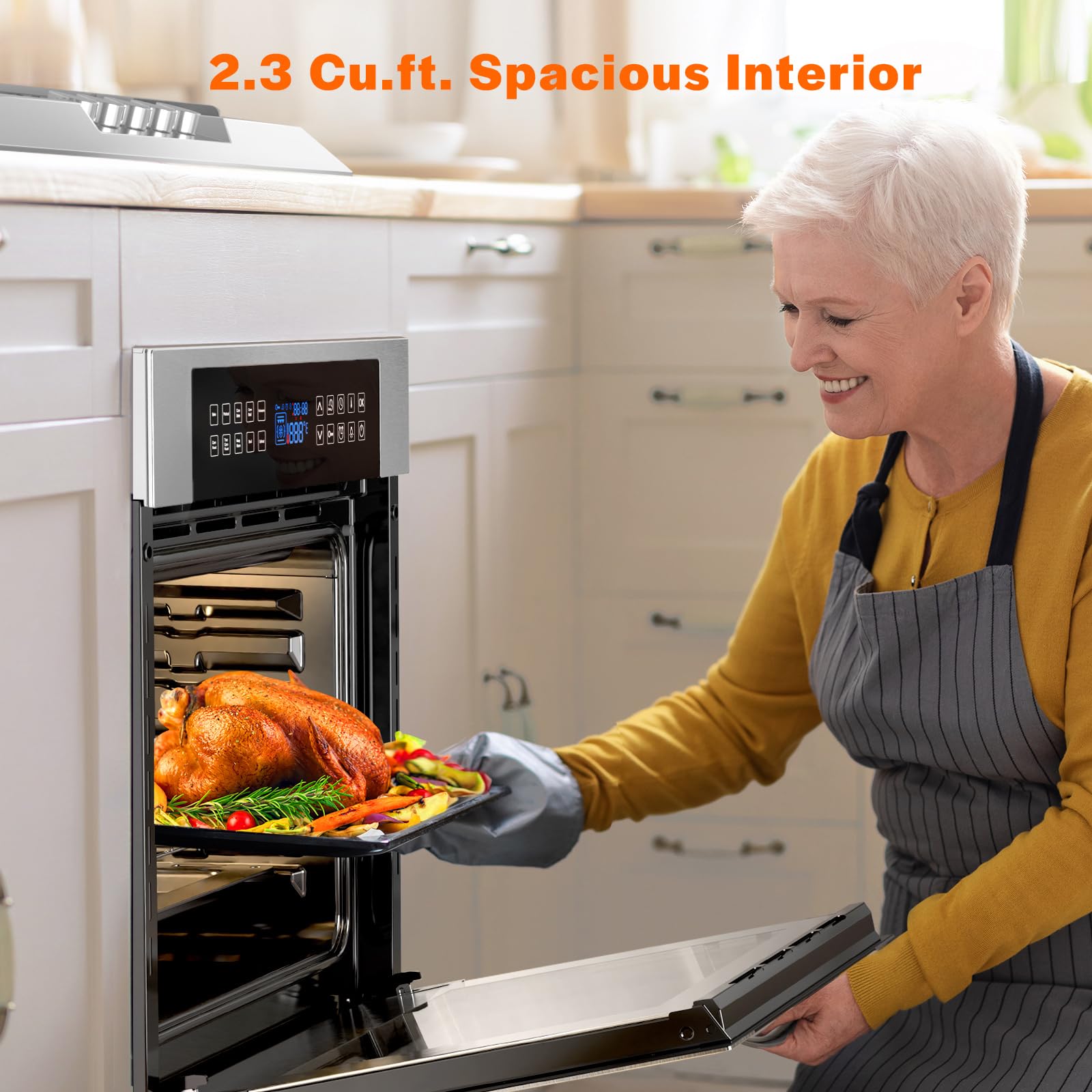 Empava 24" 10 Cooking Functions W/ Rotisserie Electric LED Digital Display Touch Control Built-in Convection Single Wall Oven EMPV-24WOC02