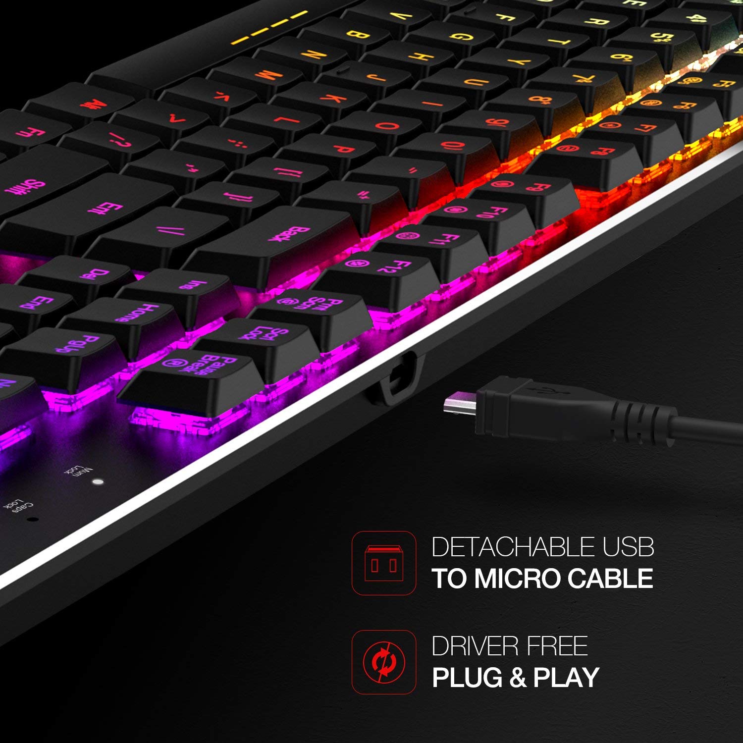 havit Mechanical Keyboard RGB Backlit Wired Gaming Keyboard Extra-Thin & Light, Kailh Latest Low Profile Blue Switches, 104 Keys N-Key Rollover HV-KB395L (Black)
