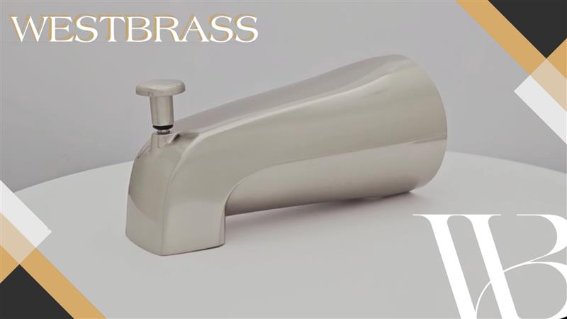 Westbrass E531D-1F-07 5-1/4" Reach Wall Mount Tub Spout with Front Diverter, Satin Nickel