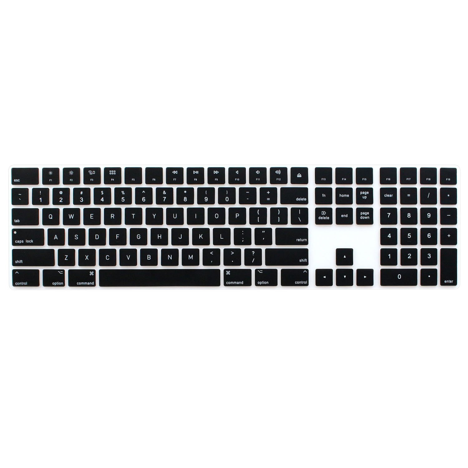 ProElife Ultra Thin Silicone Keyboard Cover Protector for 2019-2017 Apple iMac Magic Keyboard with Numeric Keypad A1843 Full Size Wireless Bluetooth Numeric Keyboard, US Enter (Black)