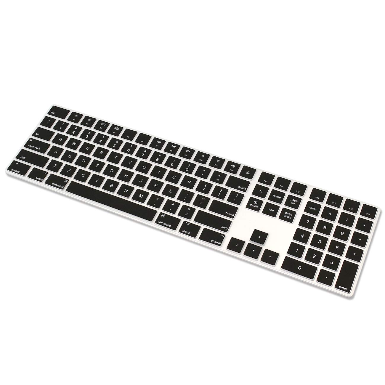 ProElife Ultra Thin Silicone Keyboard Cover Protector for 2019-2017 Apple iMac Magic Keyboard with Numeric Keypad A1843 Full Size Wireless Bluetooth Numeric Keyboard, US Enter (Black)