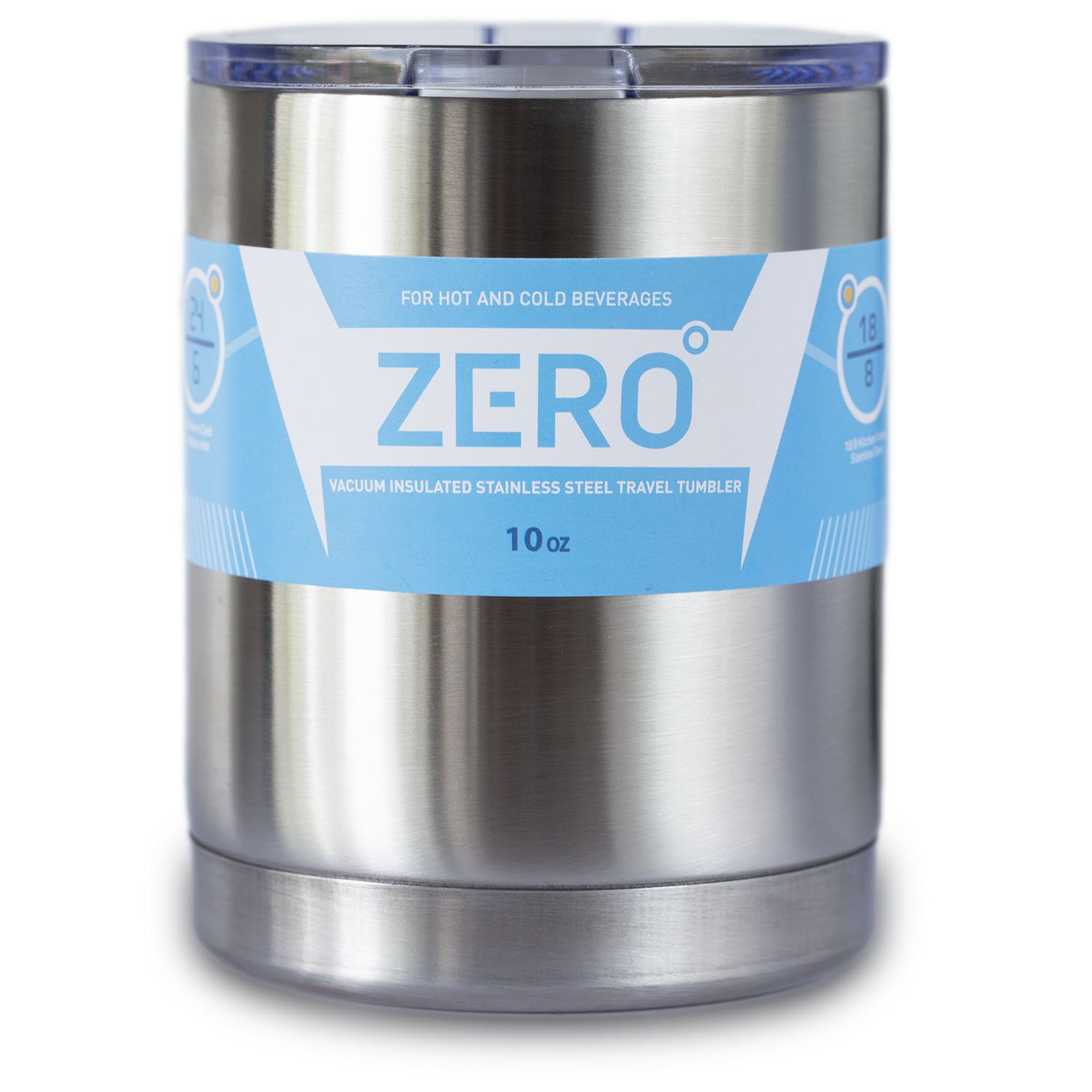 Zero Degree Stainless Steel Tumbler with Lid, Double Wall Vacuum Insulated Travel Mug,Flat and Perfect Size for a Cup of Coffee (10 oz)
