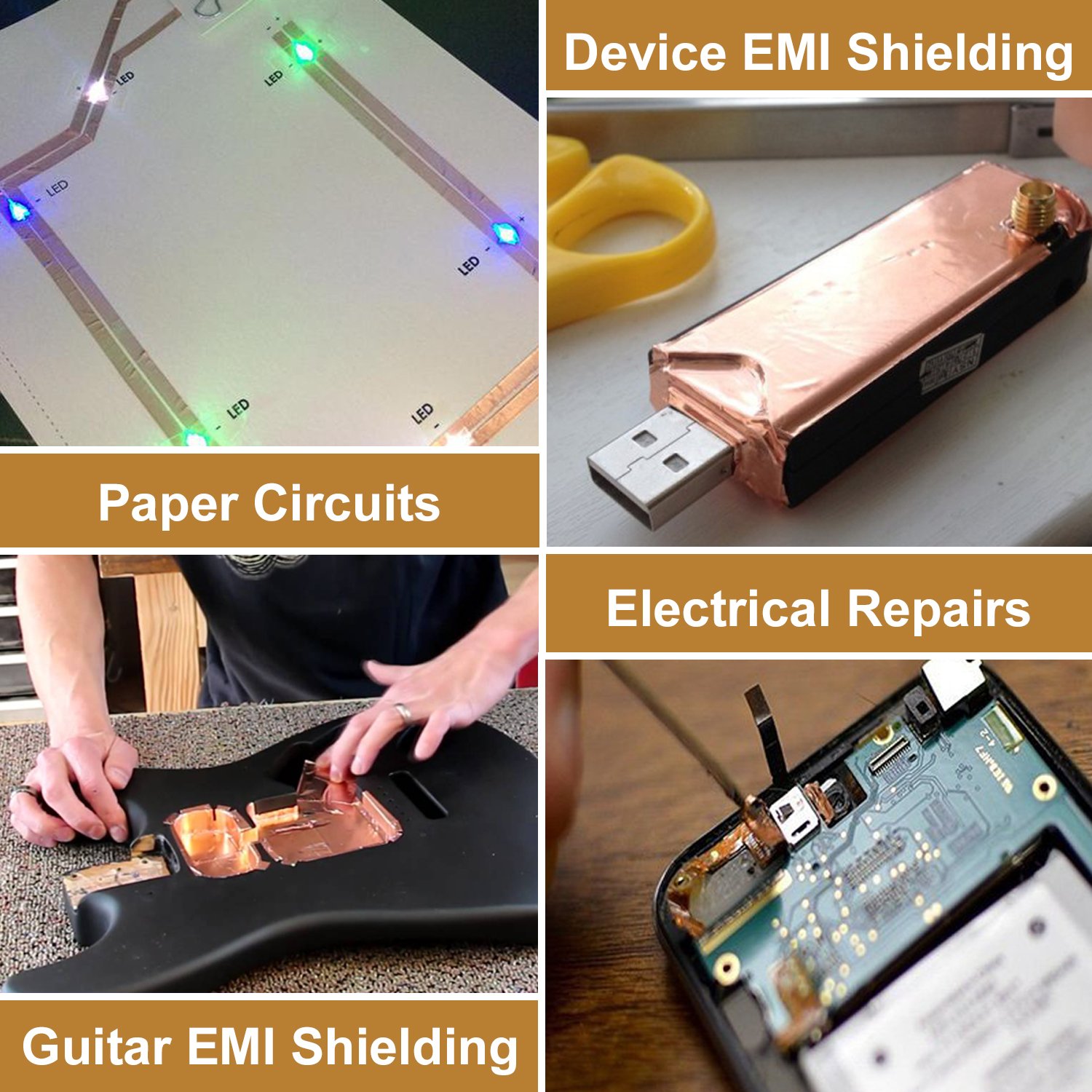 LOVIMAG Copper Foil Tape (1inch X 66 FT) with Conductive Adhesive for Guitar and EMI Shielding, Crafts, Electrical Repairs, Grounding,Masking Tape.