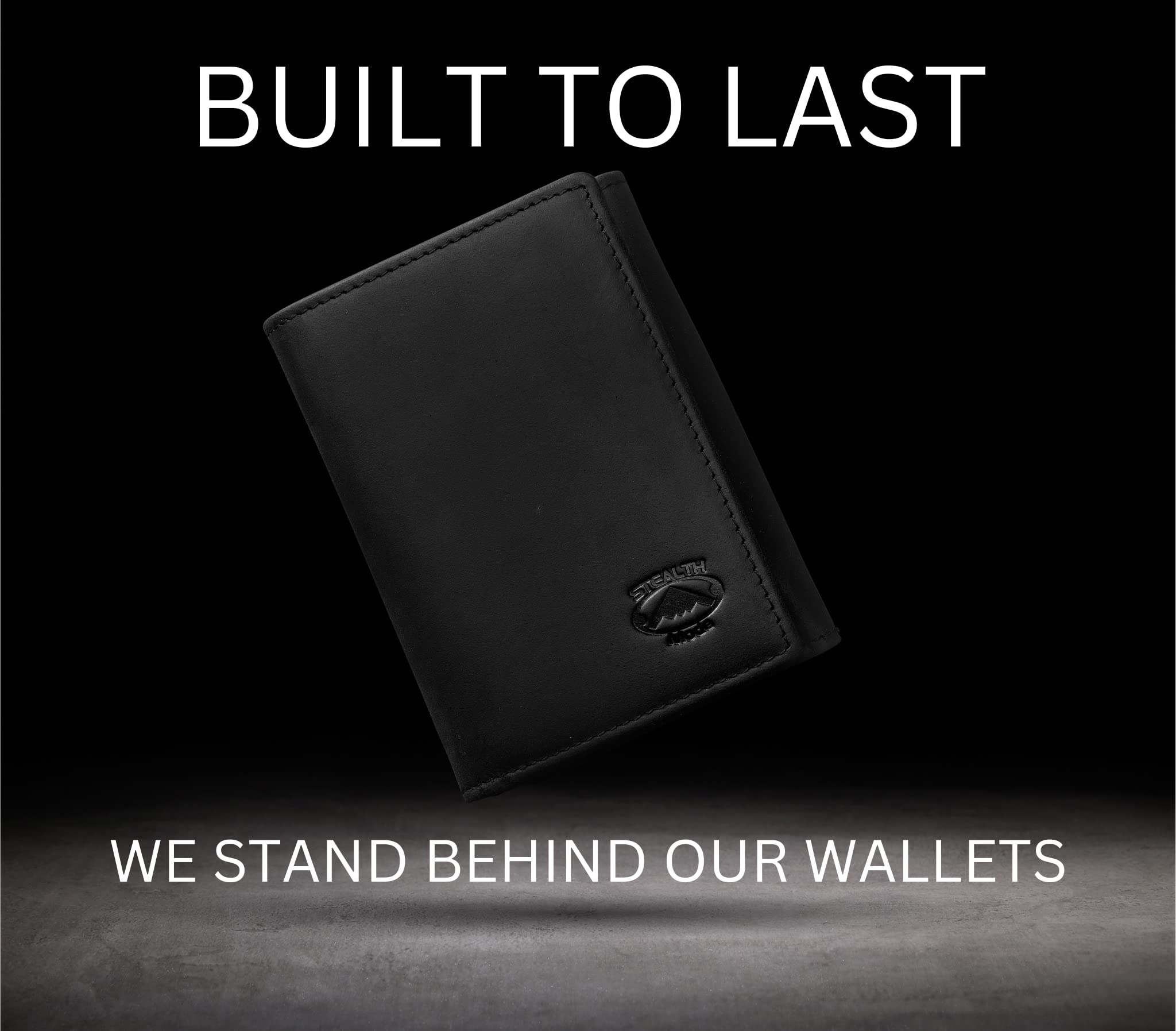 Stealth Mode Trifold RFID Blocking Leather Wallet for Men (Black)