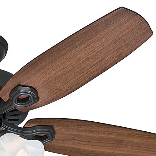 Hunter Fan 42 inch Traditional Snow White Ceiling Fan with Three-Light Fitter and Swirled Marble Glass, 5 Blade (Renewed) (New Bronze)