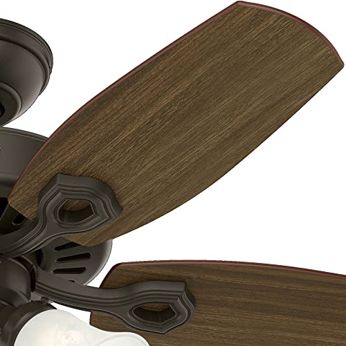 Hunter Fan 42 inch Traditional Snow White Ceiling Fan with Three-Light Fitter and Swirled Marble Glass, 5 Blade (Renewed) (New Bronze)
