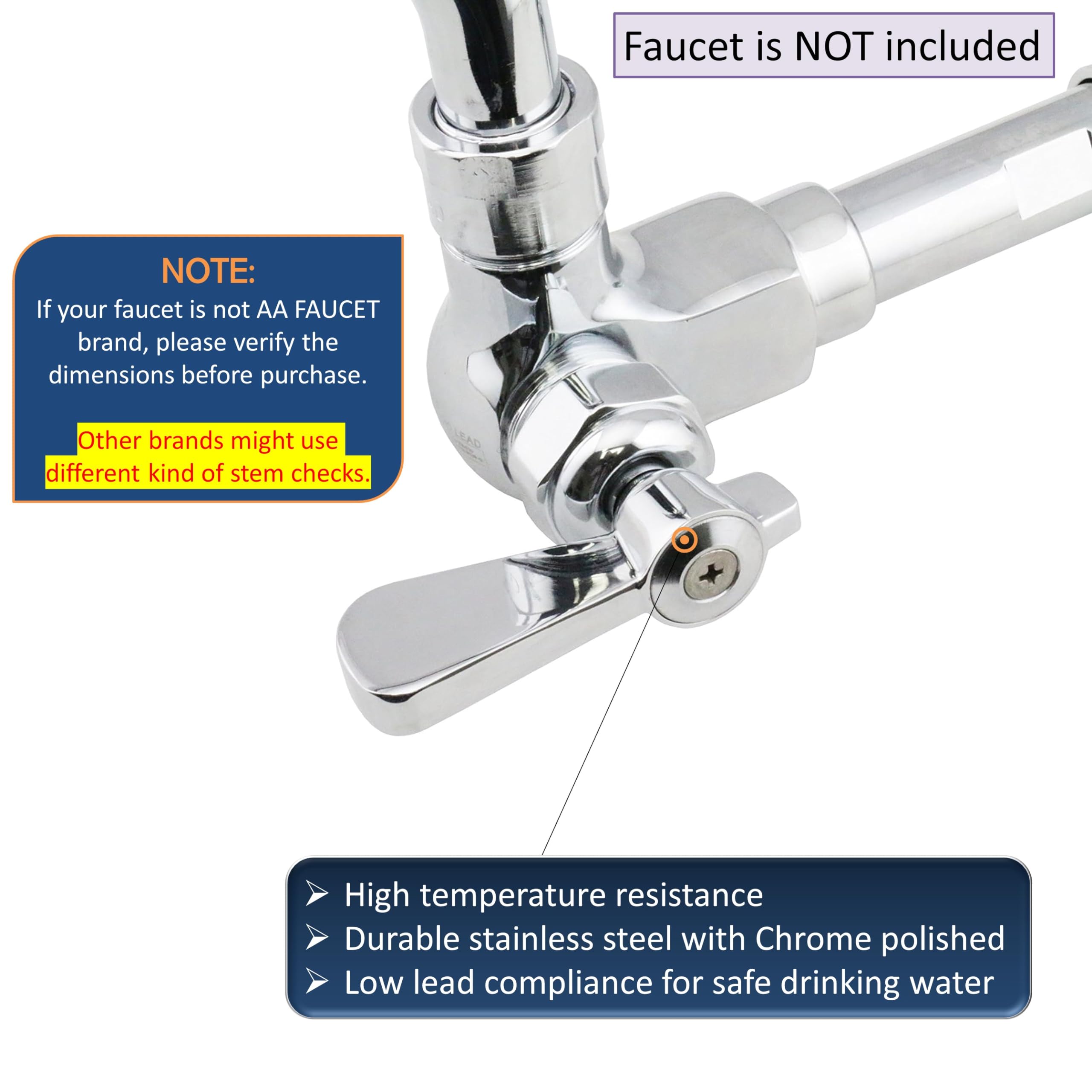 AA Faucet AA-104G Stem Check Unit w/B-Handle for Wok Faucet AA-513 and AA-518