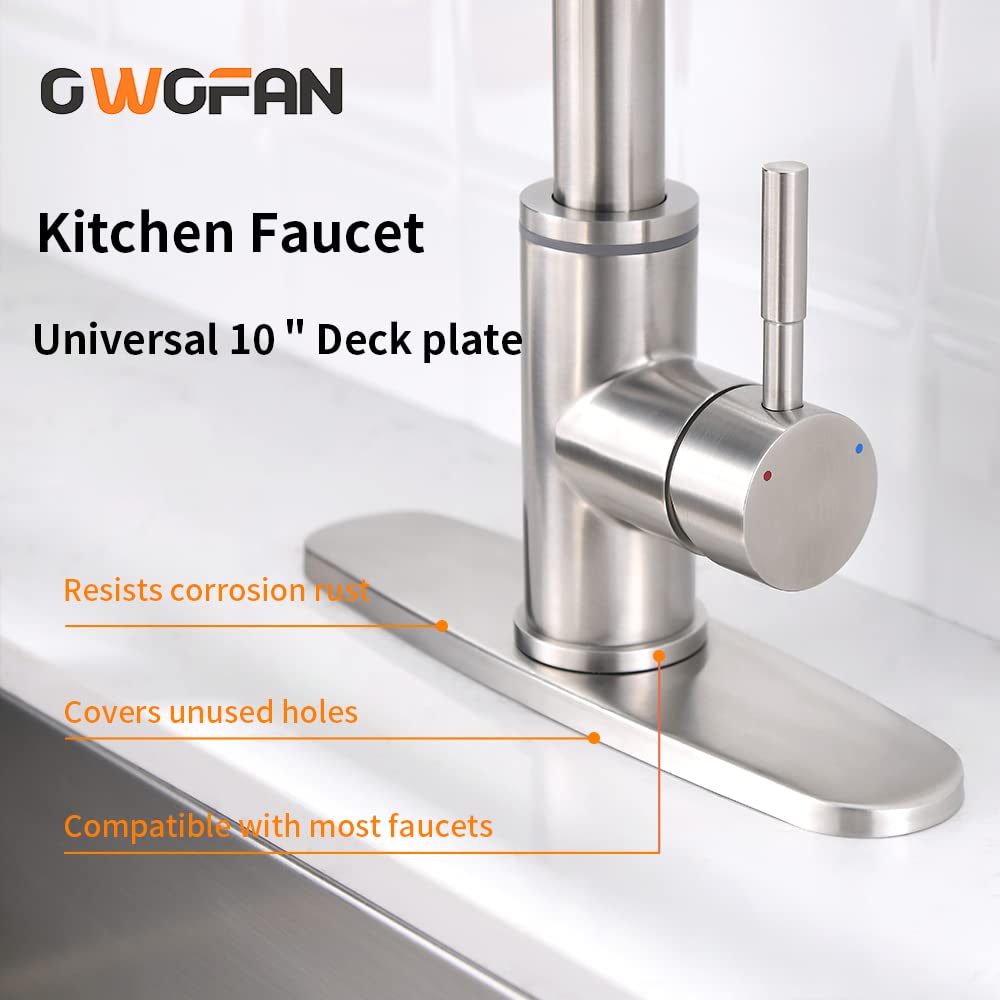 OWOFAN Hole Cover Deck Plate Escutcheon for Bathroom or Kitchen Sink Faucet Single Hole Mixer Tap 10 Inch Stainless Steel Brushed Nickel WF-4102SN