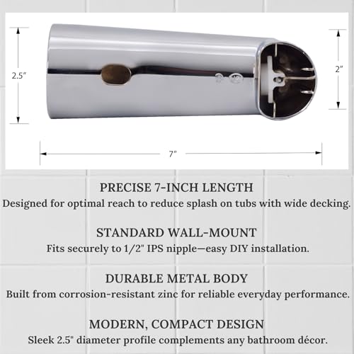 Westbrass 7" Diverter Tub Spout, Polished Chrome, E507D-1F-26