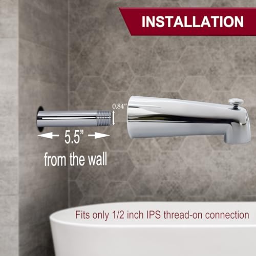 Westbrass 7" Diverter Tub Spout, Polished Chrome, E507D-1F-26
