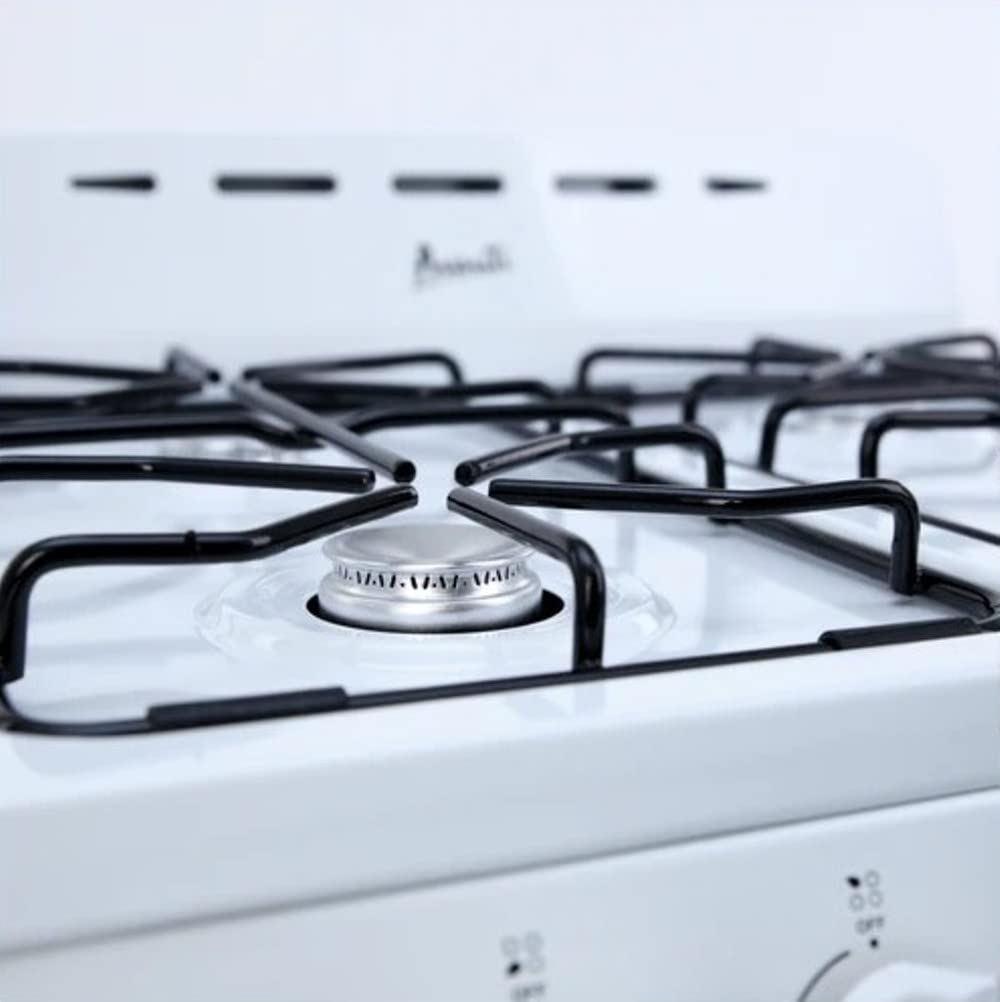 Avanti GRO24P0W Gas Range Oven Compact Freestanding Design, 2.6-Cu.Ft. Capacity 4 Sealed Burners with Electronic Ignition, Includes Broiler Storage Drawer and Accessories, 24-Inch, White