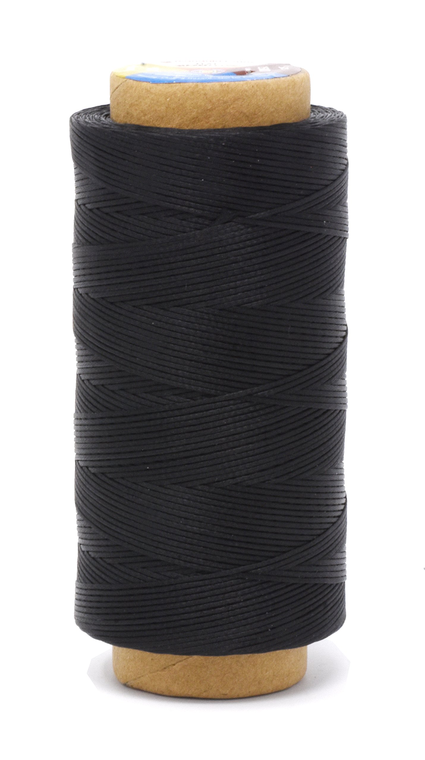 Mandala Crafts Black Flat Waxed Thread for Leather Sewing Thread - Polyester Waxed Leather Thread Waxed String - 273 Yds 150D 0.8mm Waxed Cord for Leather Stitching