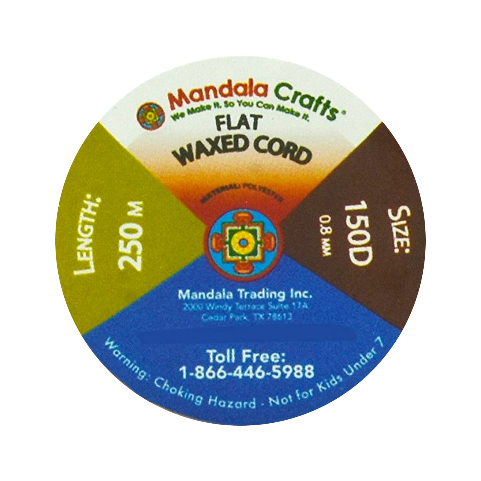 Mandala Crafts Black Flat Waxed Thread for Leather Sewing Thread - Polyester Waxed Leather Thread Waxed String - 273 Yds 150D 0.8mm Waxed Cord for Leather Stitching