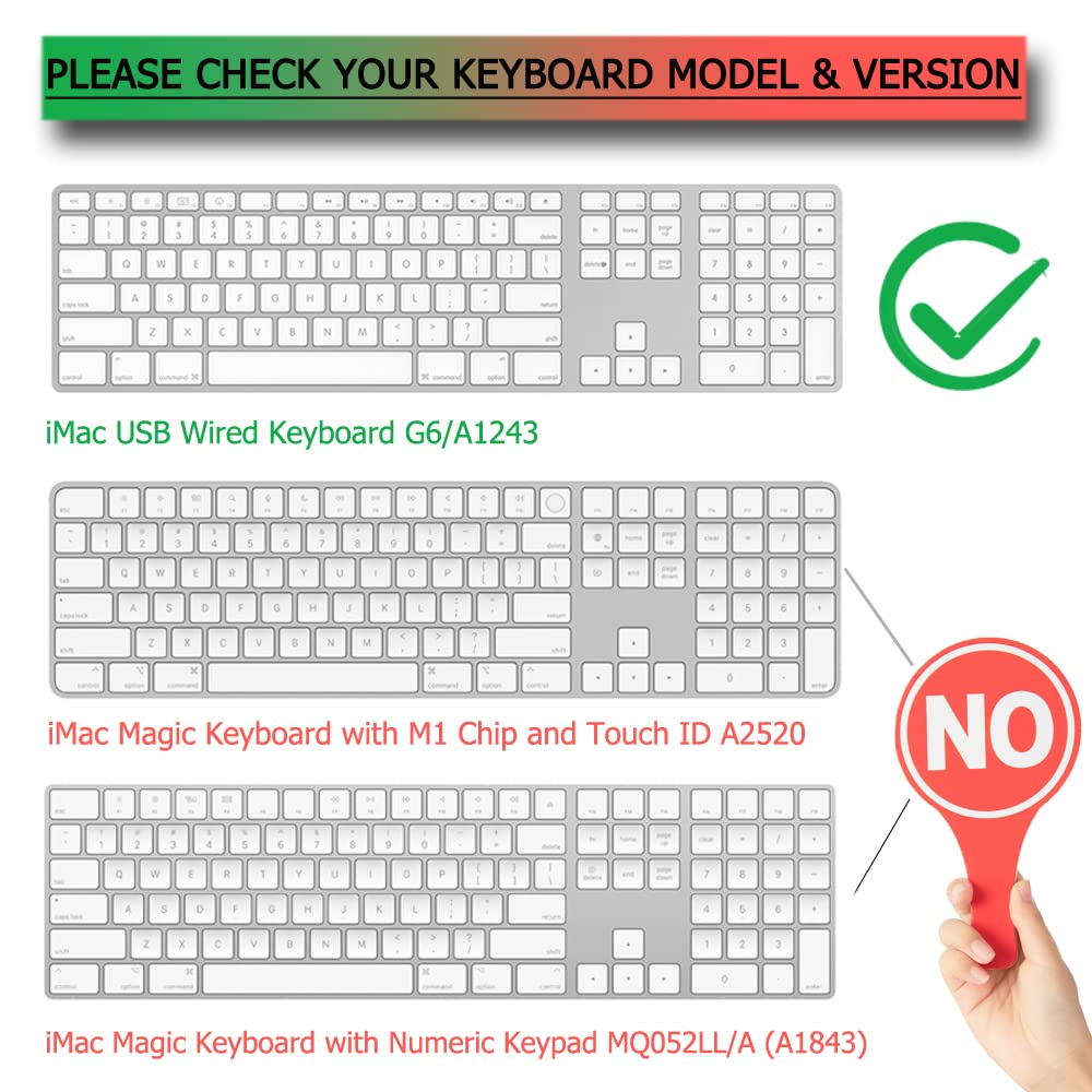 Silicone Keyboard Cover Skin for iMac Wired USB Keyboard with Numeric Keypad MB110LL/B (A1243) US Layout Protector Skin Accessories Transparent