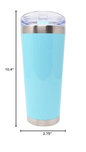 MyBevi Classic Premium Stainless Steel Tumbler with 12-Hour Temperature Control, Tritan Lid, and BPA-Free Construction | Aqua Sky, 26 oz