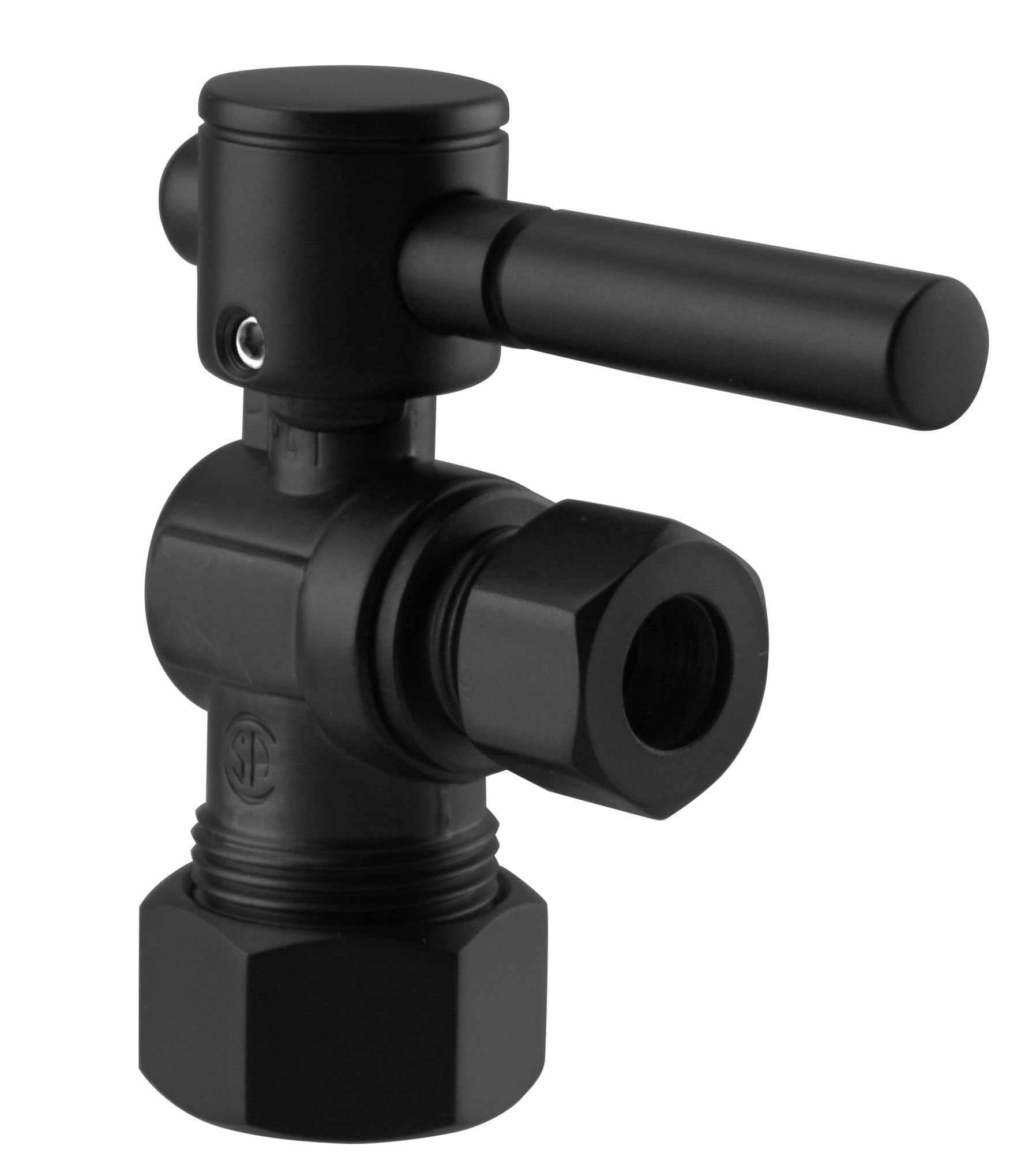 Westbrass R105BL-62 1/4-Turn Lever Handle Angle Stop Shut Off Valve, 5/8" OD x 3/8" OD, Matte Black
