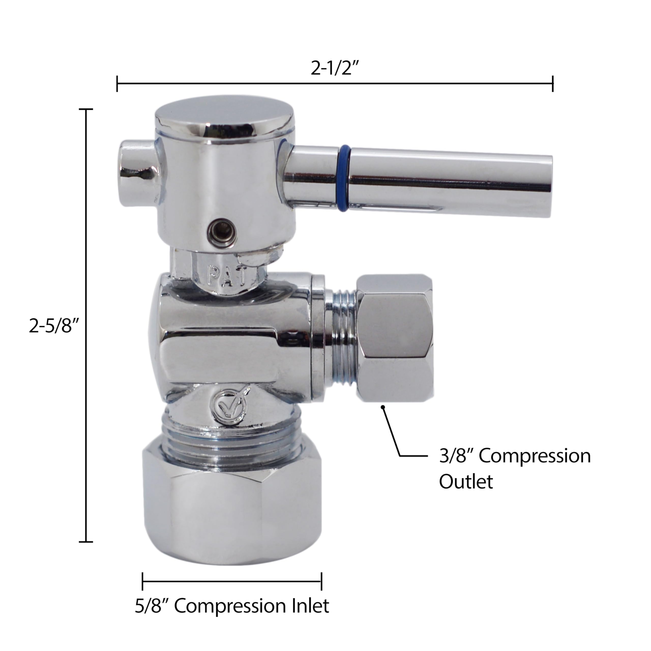 Westbrass R105BL-62 1/4-Turn Lever Handle Angle Stop Shut Off Valve, 5/8" OD x 3/8" OD, Matte Black