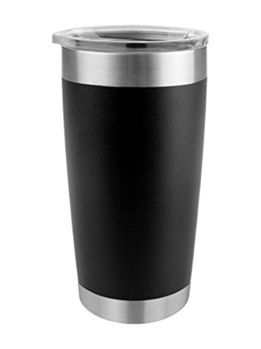 Tempercraft 20 oz Vacuum Insulated Tumbler w/Lid and Laser Engraved Customization Options - Stainless Steel, Double-Walled Travel Mug (Black)
