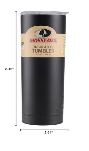 Mossy Oak Double Wall Insulated Stainless Steel Tumbler, 20-Ounce, Black
